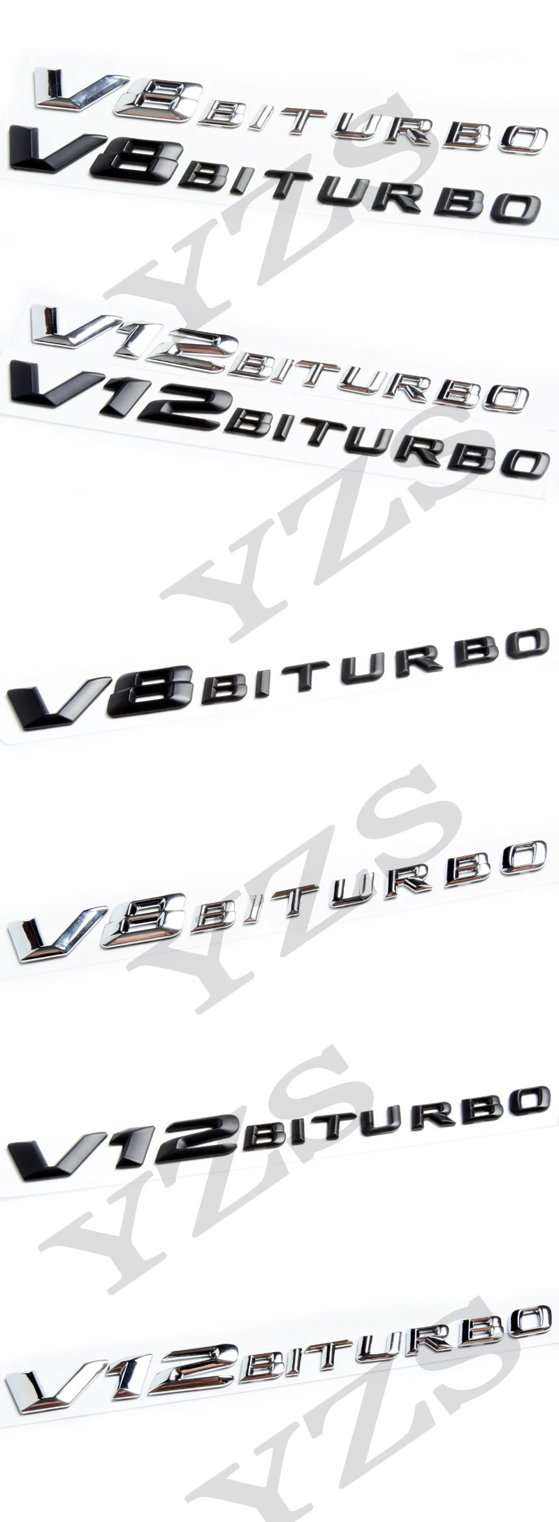 V8 V12 BITURBO Side Fender Sticker Badge Letters Fender Emblems Fit for ...
