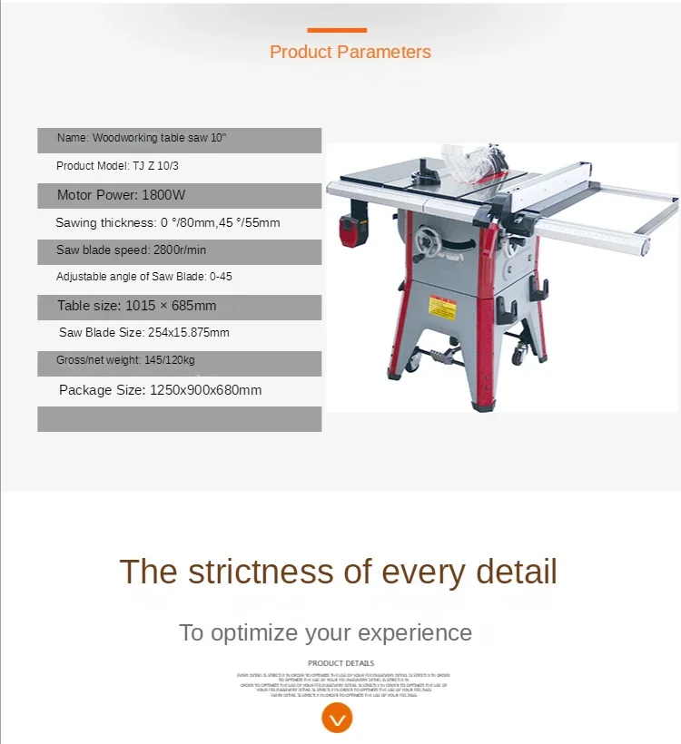 10 Inch Woodworking Table Saw Height Angle Adjustable Cutting Machine ...