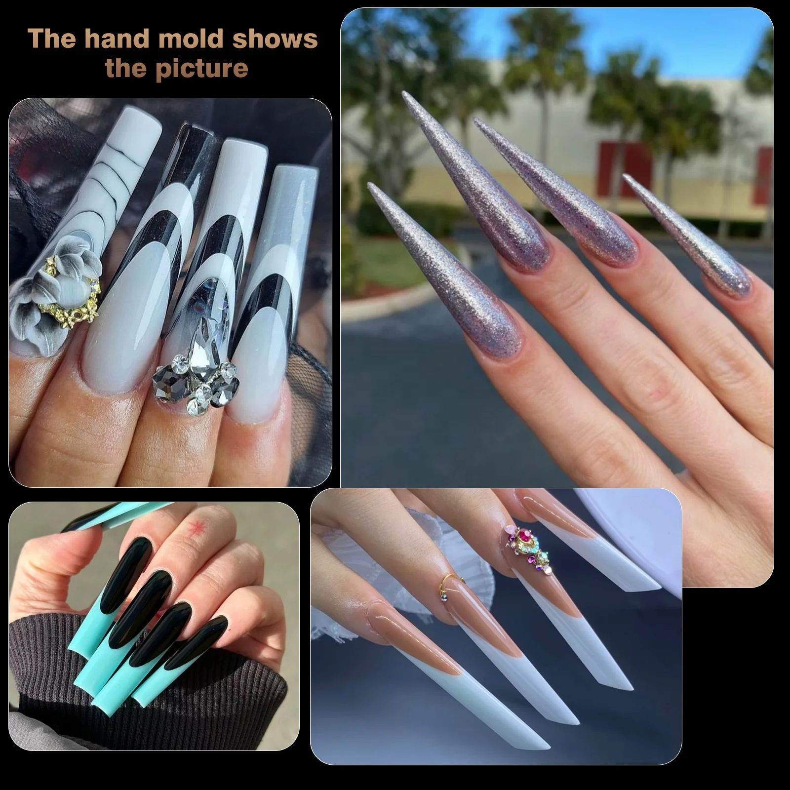Free Logo 12design Mix Design Extended Crystal Nail Model 288pcs/box ...