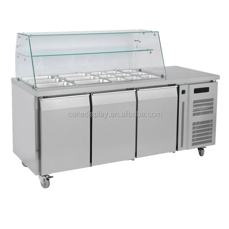 Air Cooling 3 Doors Salad Bar Counter Refrigerator - Snowland