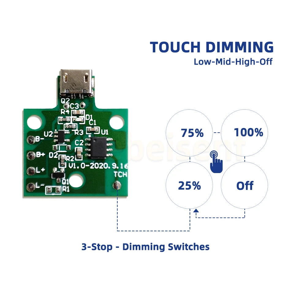 LED Light Charging Touch Control Board DC 5V 2A Stepless Dimming ...