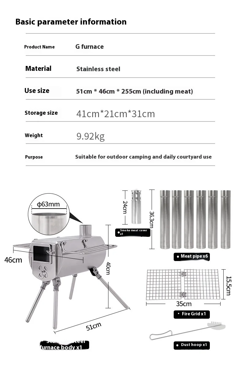 Durable Stainless Steel Folding Firewood Ornamental Stove 3L Capacity ...