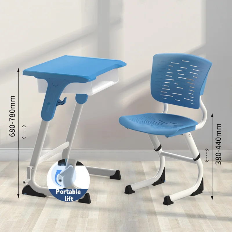 Comfortable Kids Classroom Study Desk Chair With Arm Metal And Plastic ...