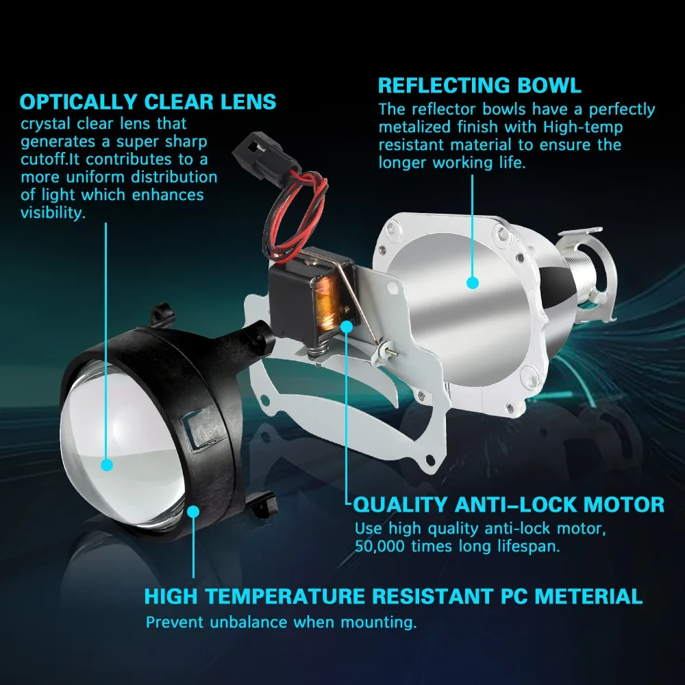 A80 HID Bixenon Projector Headlight Lens LED Angel Eye Light H1 Super ...