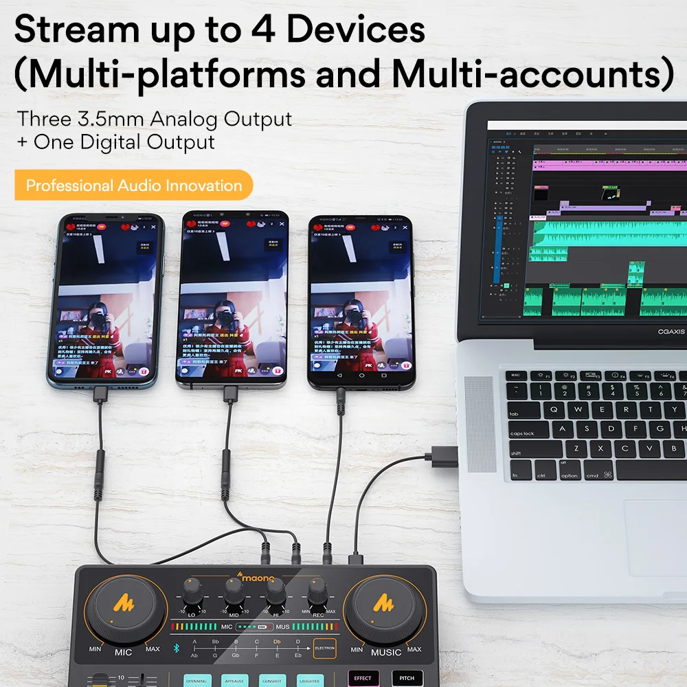 Maono Karaoke Equipment Sound Card Mixer Set With Condenser Microphone ...