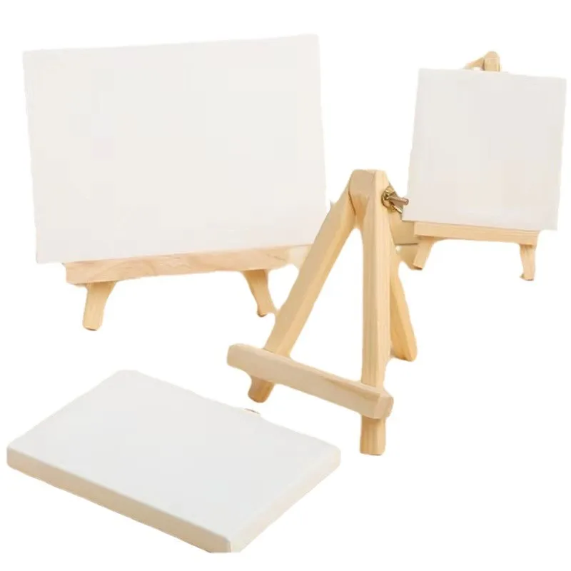 Foldable Desk Table Mini Easel Stand White Stretched Painting Canvas ...