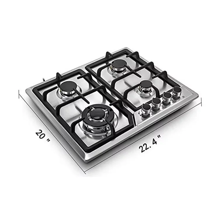 Dual-Use 4-Burner Built-In Gas Cooktop Stainless Steel Countertop ...