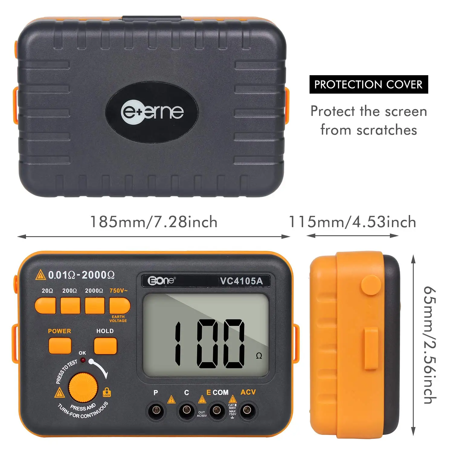 Medidor Digital De Resistencia A Tierra Vc4105a,Multímetro De Resistencia A Prueba De Polvo Y ...
