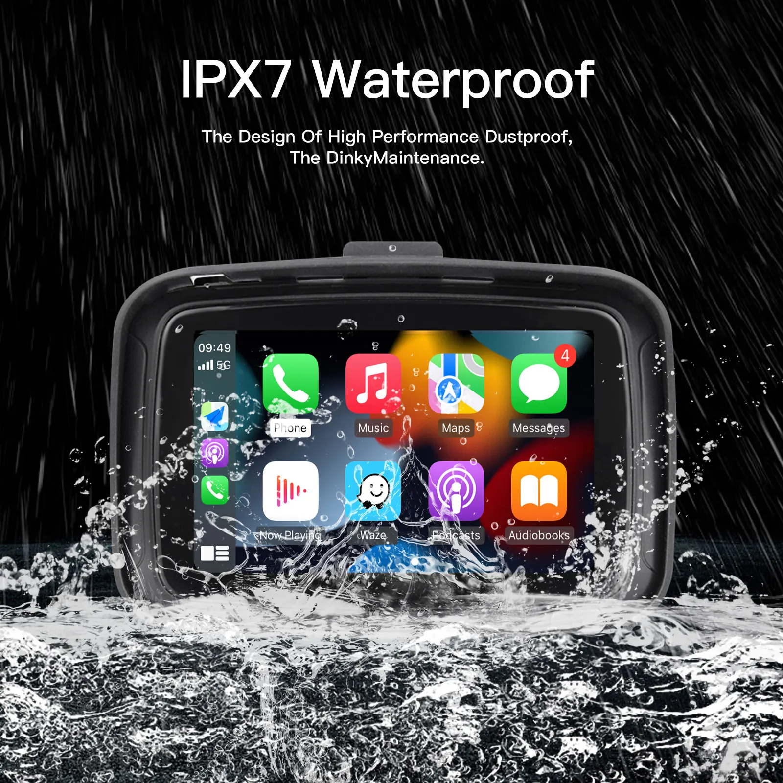 Autoabc 5 Inch Motorcycle Video Screen - Waterproof & Smart