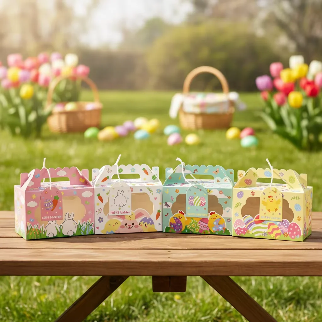 Easter Theme Gift Packaging Paper Boxes With Window Bunny Egg Design ...