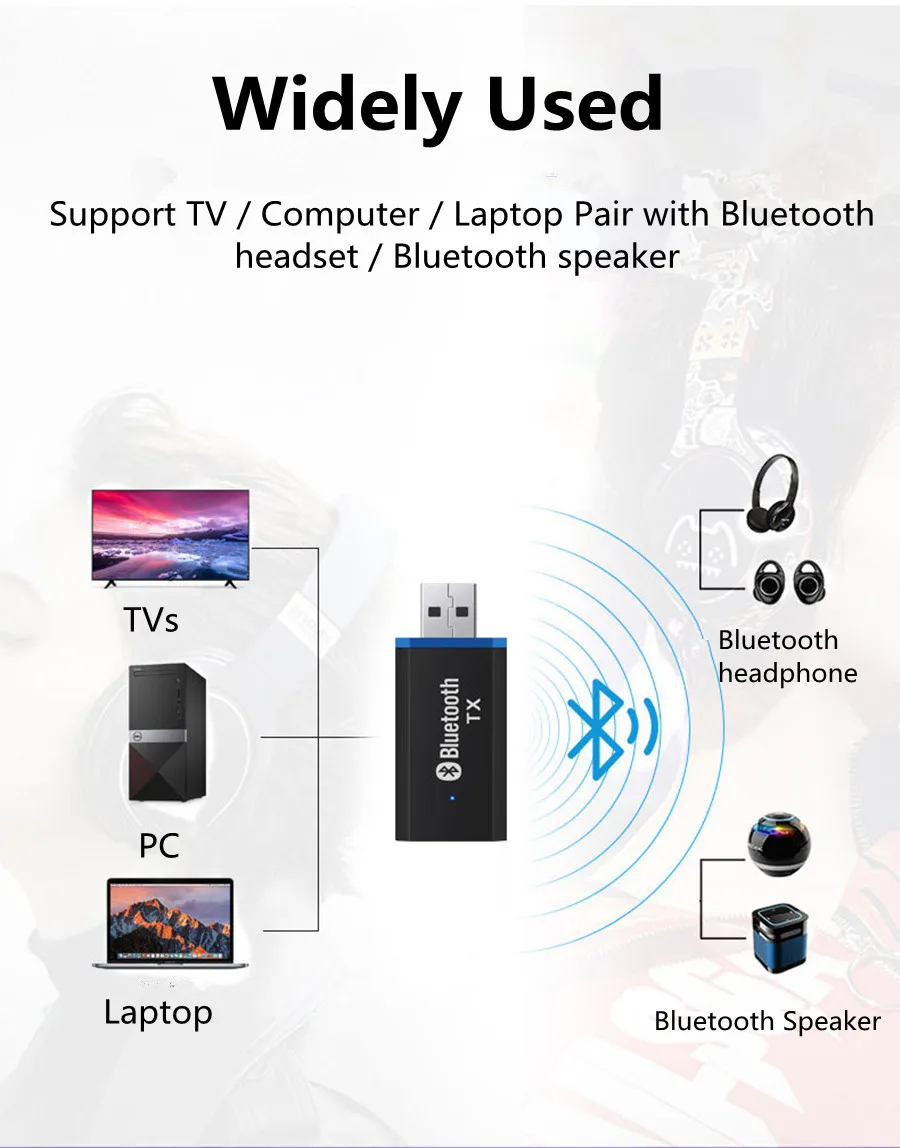 TX3 블루투스 5.0 송신기 3.5MM 잭 AUX 스테레오 USB 블루투스 동글 무선 오디오 어댑터 송신기 헤드폰 TV PC ...