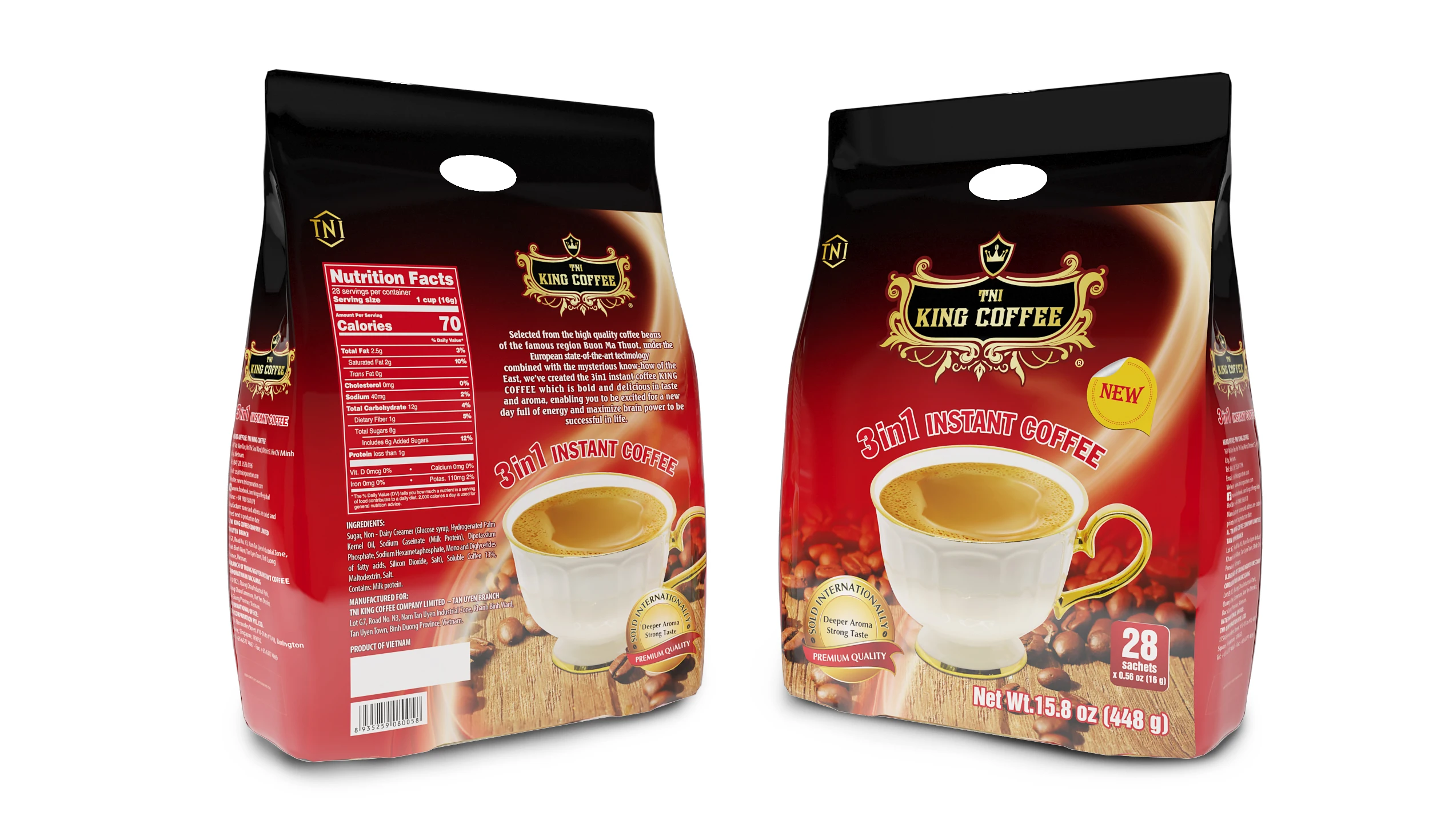 King Coffee - Vietnamese 3in1 Instant Coffee 28 Sachets/bag Top Selling Instant Coffee ...