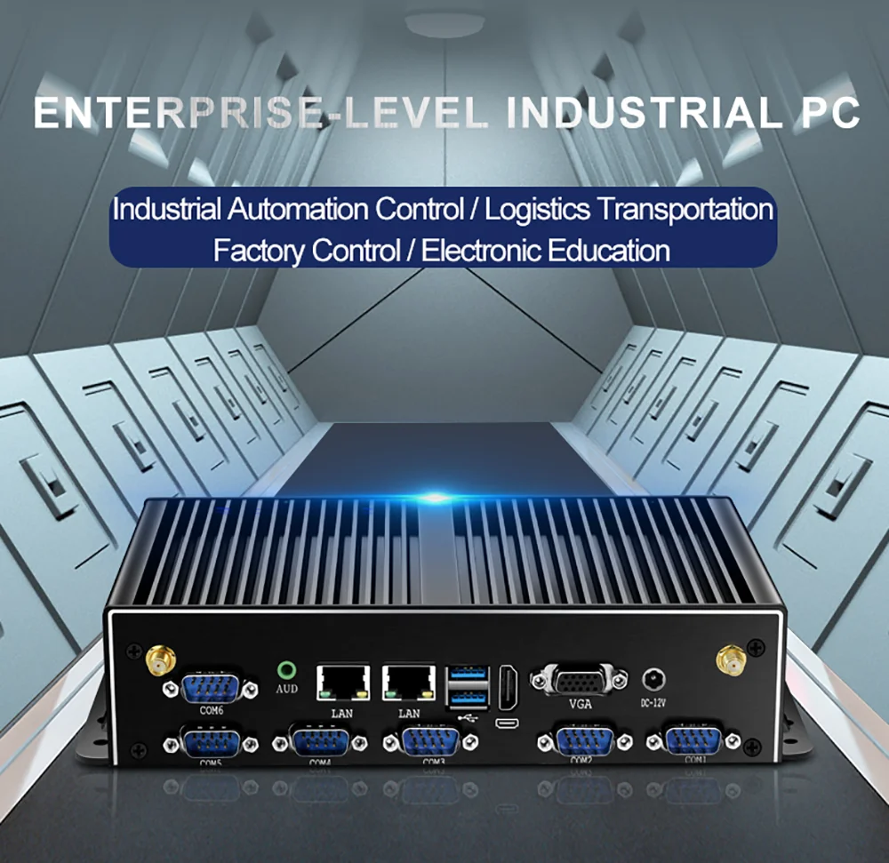 Industrial Fanless Mini PC Core I3 I5 I7 with 6 COM RS232
