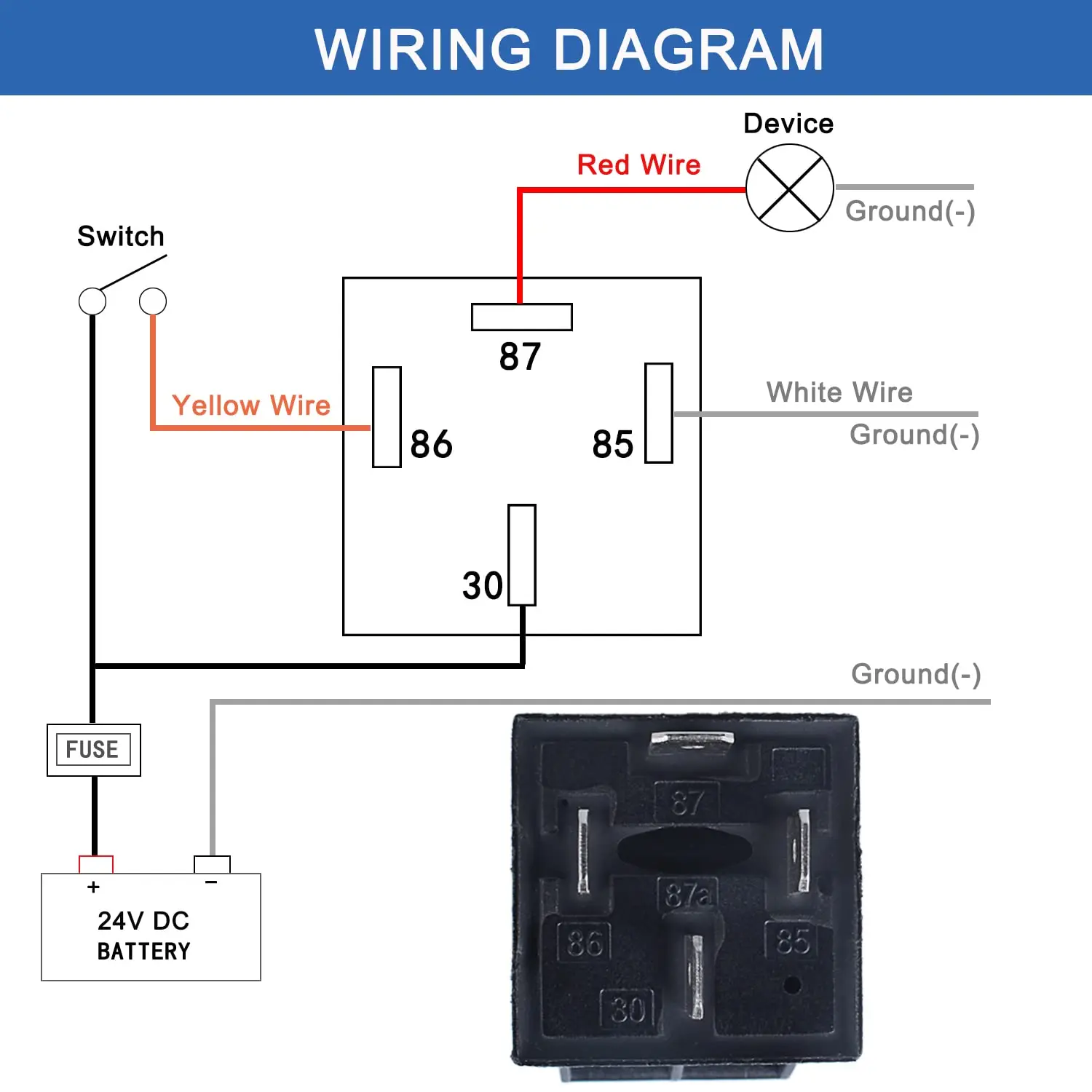 Car Relay Harness 12v 40a 4 Pin Spst Harness Sockets With Color-labeled ...