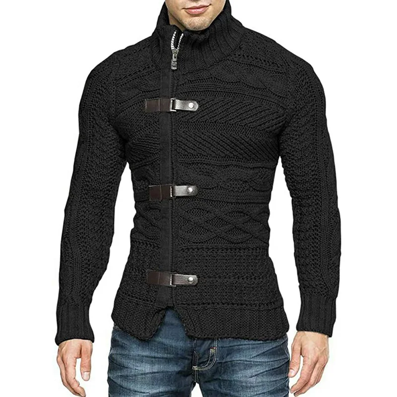 2026 NEW KJ Fall/Winter Turtleneck Sweater Men's Leather Ring Long ...