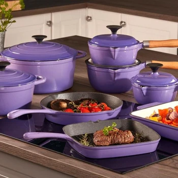 Cast Iron Purple Enamel Cookware Set - Buy Purple Ceramic Cookware Set ...