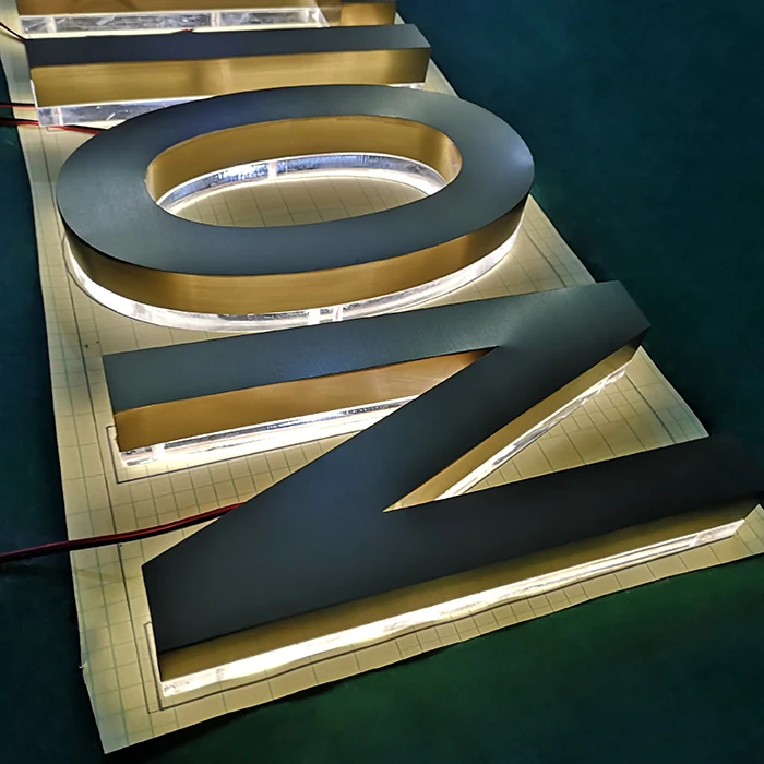 Custom Outdoor Building 3d Gold Brushed Steel Emboss Light Alphabets ...
