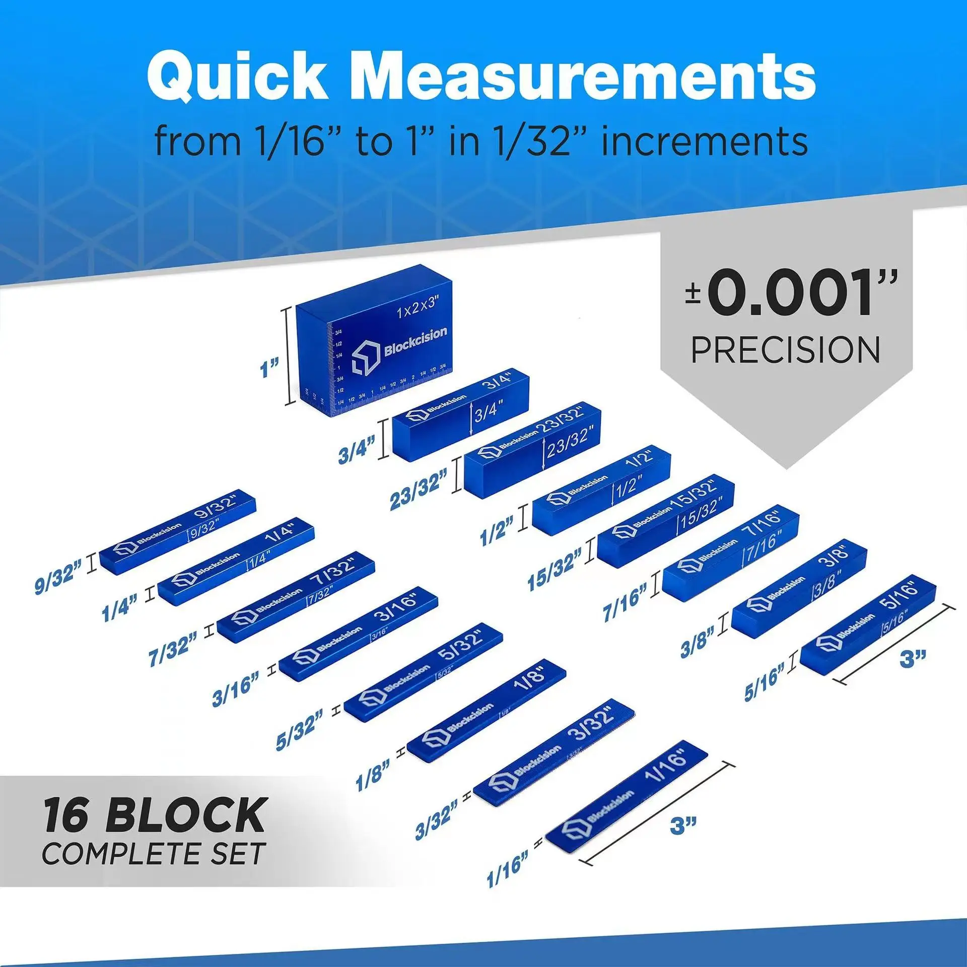 15 PCS Aluminum Height Gauge Blocks for Precision Tools