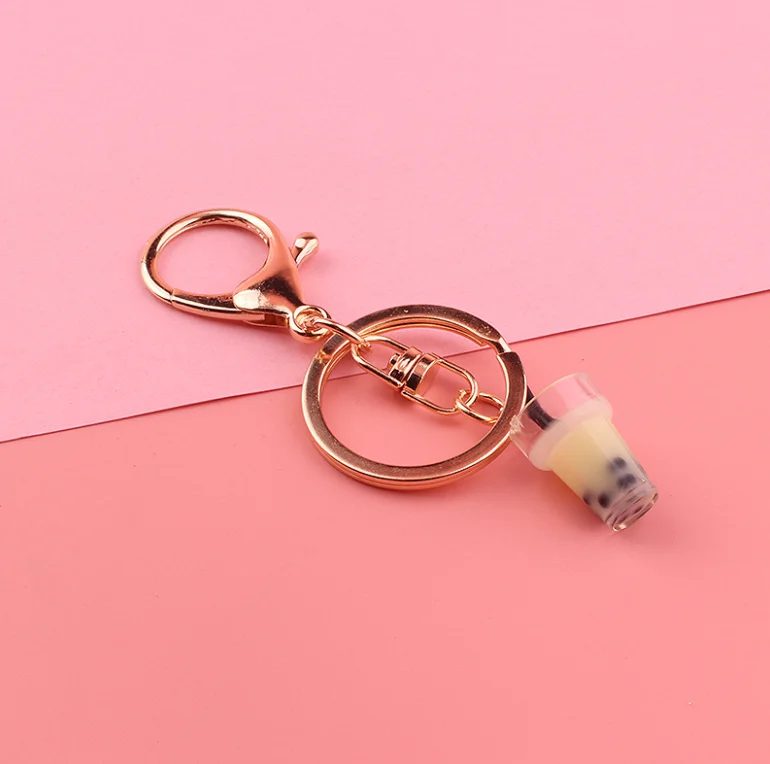 Custom Cup Shaped Cute Bubble Tea Acrylic Resin Pvc Keychain,Pearl Milk ...