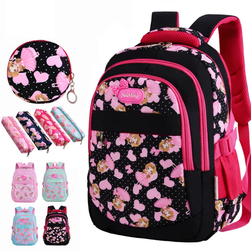 Cute Kids Primary School Girl School Bag With Pen Bag Pendant Children ...
