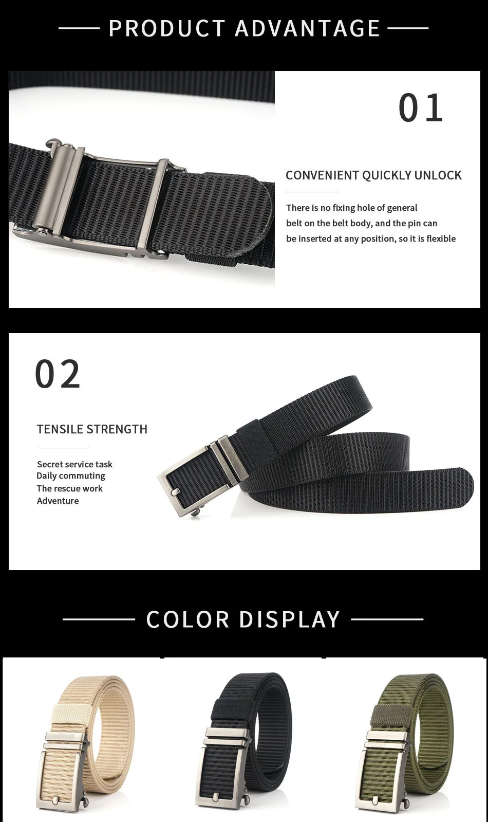 AMZ Men's Nylon Ratchet Golf Belt New Design Wide Webbing Outdoor Jeans ...