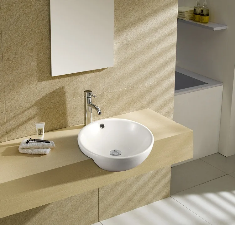 Ceramic Washbasin Semi Recessed Wash Hand Basin Modern Round Shape ...
