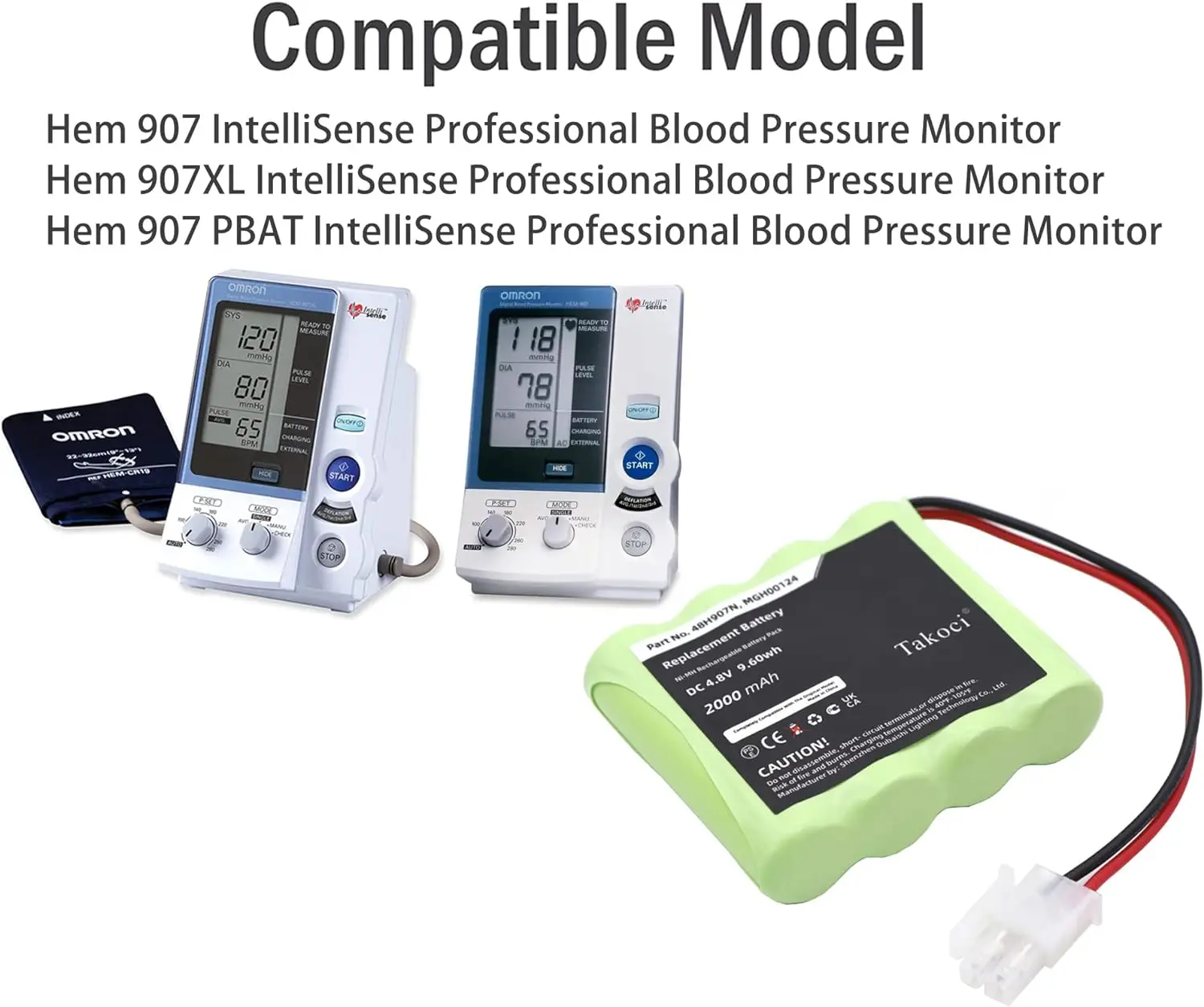 Battery For Omron Hem 907 Series Intellisense Professional Digital ...