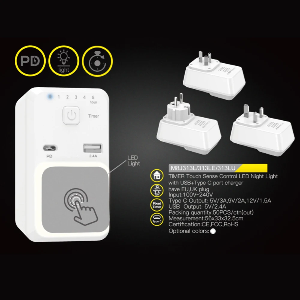 Multi Phone Travel Charger Led Indicated 5v2.4a Dual Usb Charger Timer ...