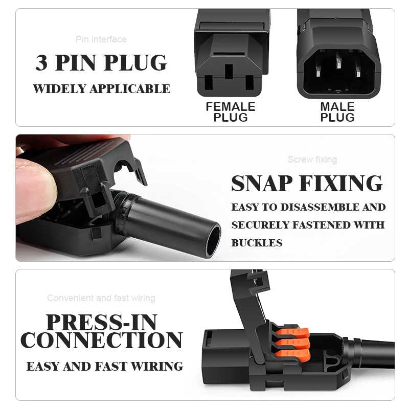 IEC C13 C14 Terminal Block Power Plug - 10A Quick Connect