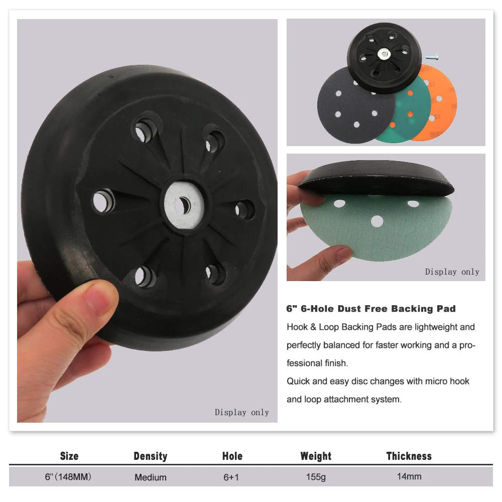 High Selling Quality 6Inch 6 Holes Dust Free Hook and Loop Sander ...