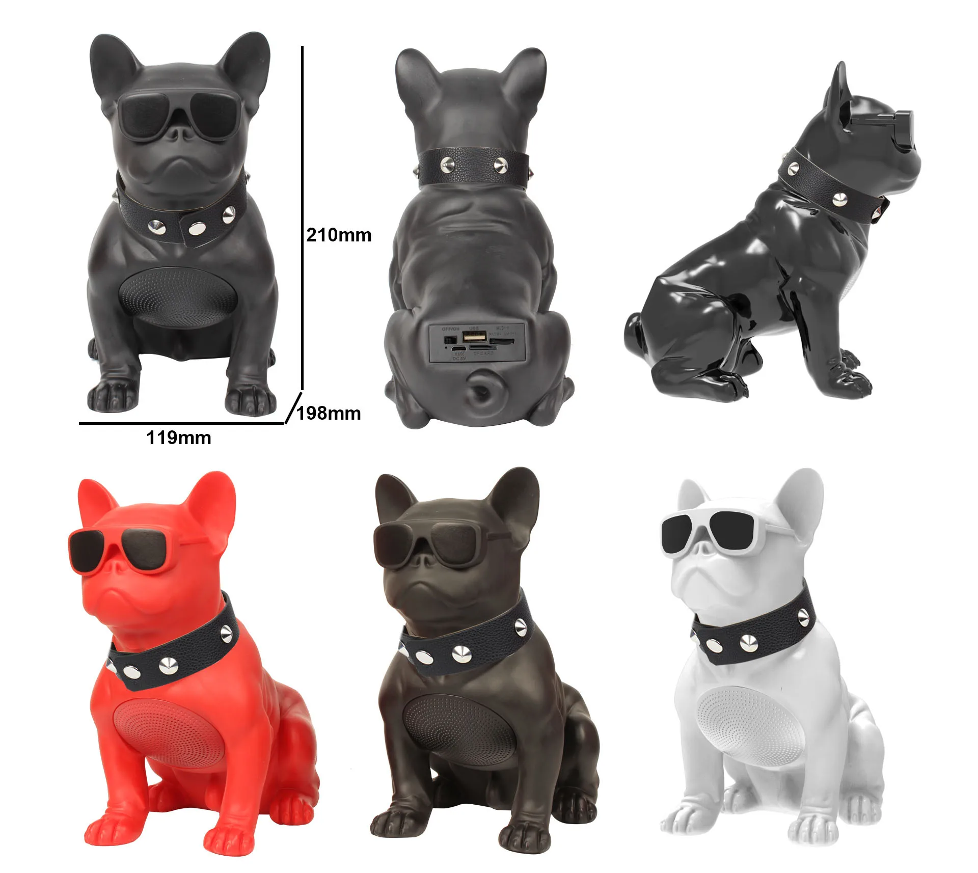 M-10 Dog Body Bluetooth Speaker French Bulldog Large Speaker With Dual ...