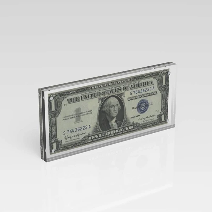 Transparent Money Holder Acrylic Currency Display Frame Magnetic ...
