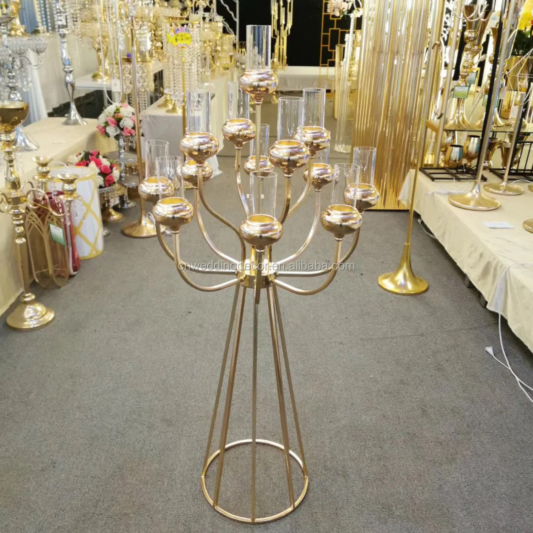 8 Arms Metal Wedding Table Centerpiece Round Candelabra Candle Holder ...