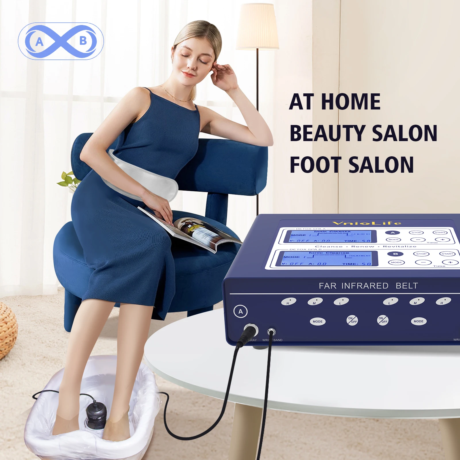 Ionic Foot Detox Dual Ion Cleanse Machine with Heating Waist Belt