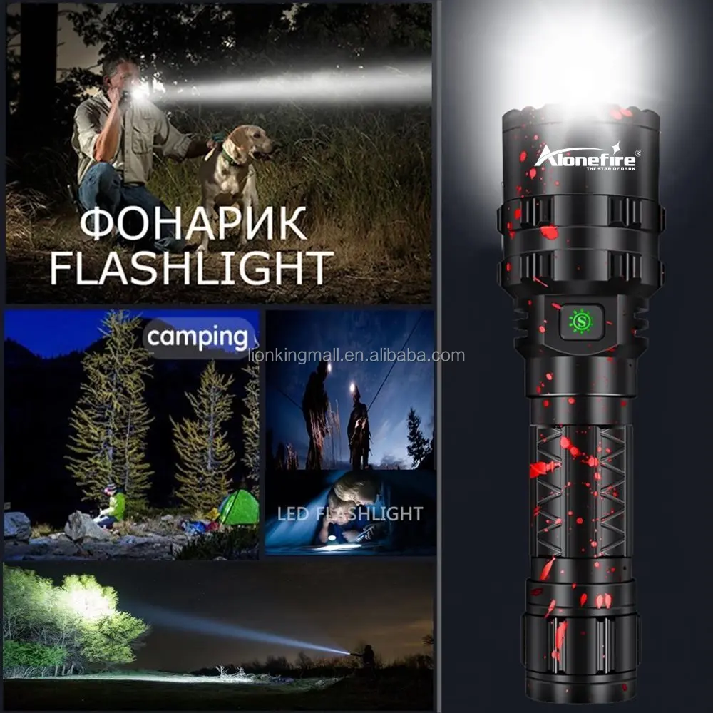 Alonefire G200 XHP50 LED Tactical Flashlight USB Rechargeable Outdoor ...