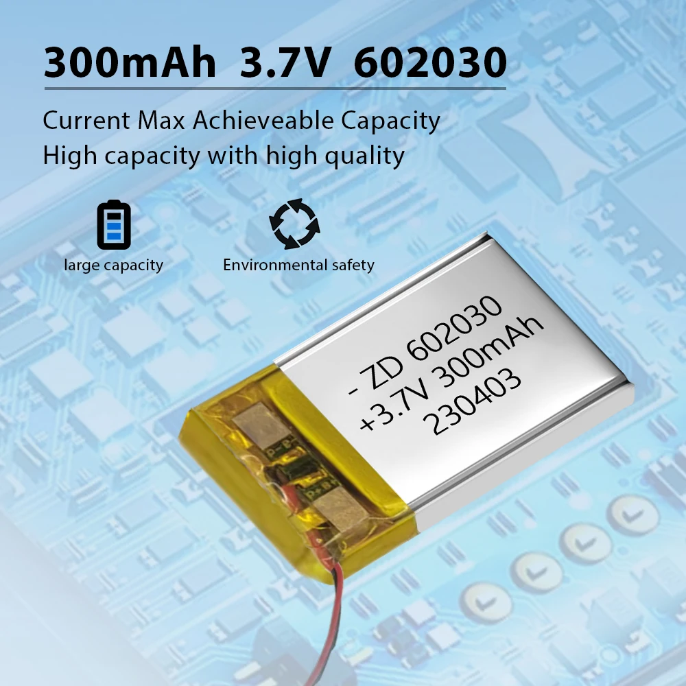 Factory Price 3.7V Lithium Polymer Batteries 300mah 602030 Battery for ...