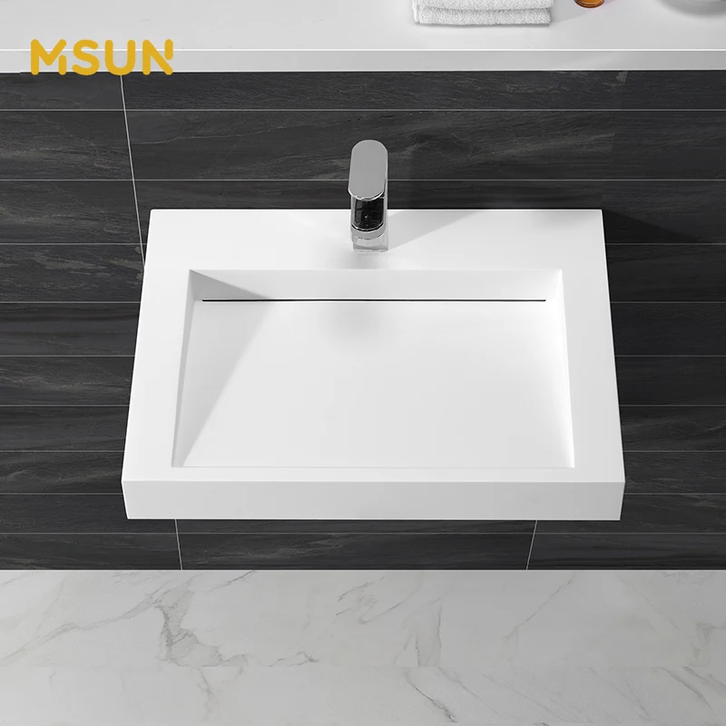 Msun Slope Basin Wall Hang Washing Basins Solid Surface Hand Wash Basin ...