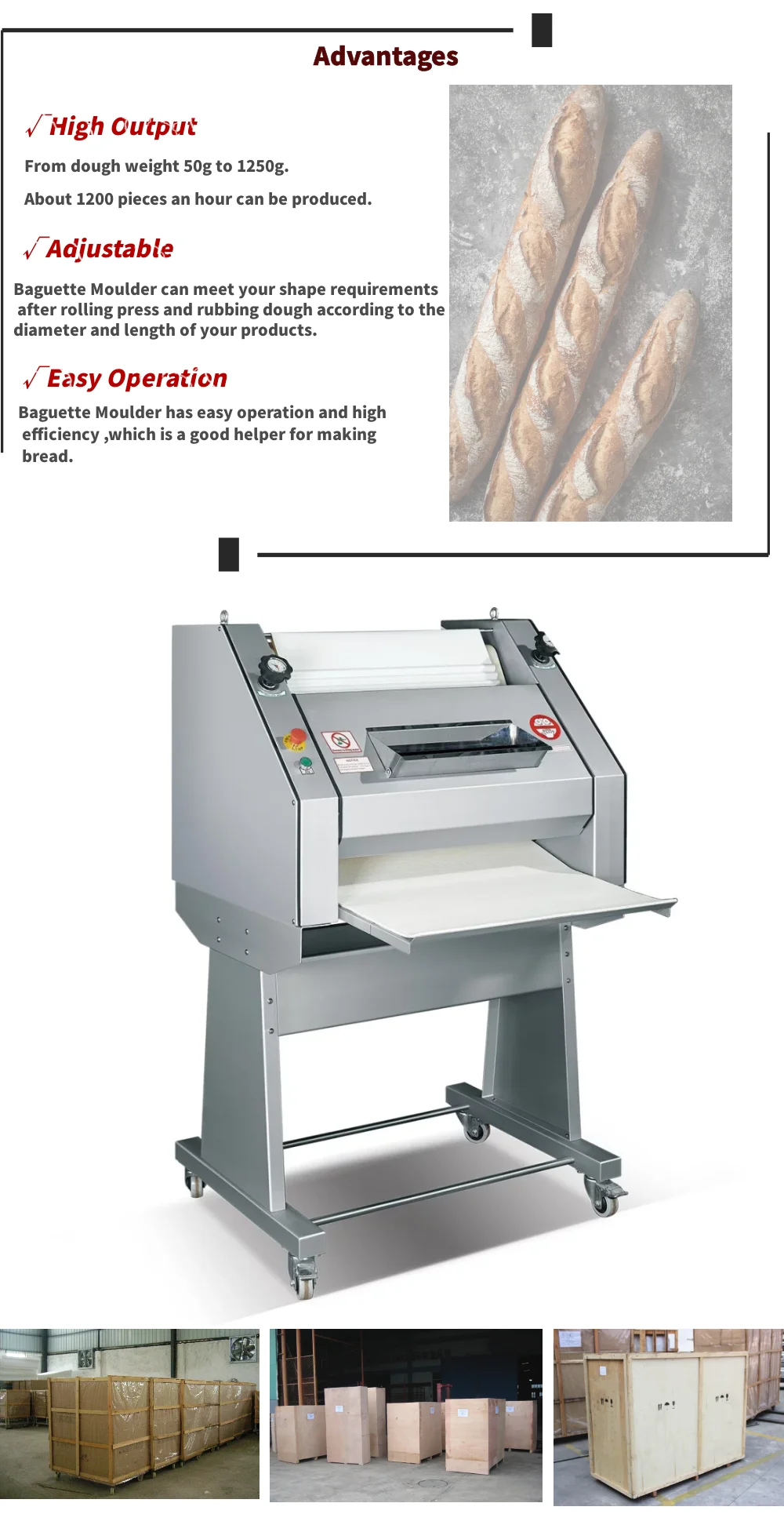 Commercial Bakery Automatic Baguette Bread Dough Moulder Machine ...