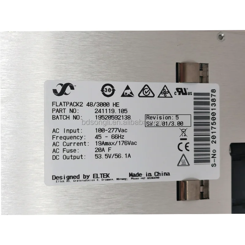 Rectificador Original Eltek Flatpack2 48/3000 HE 48V 3000W Telecom Power 241119.105 Eltek ...