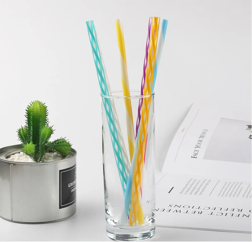 Bpa-free Colourful Striped Acrylic Hard Plastic Straws,For Juice Bottle ...