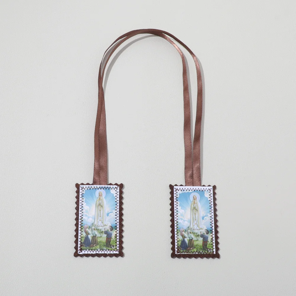 Customized Handmade Fabric Scapula Religious Saint Figure Pattern Brown ...