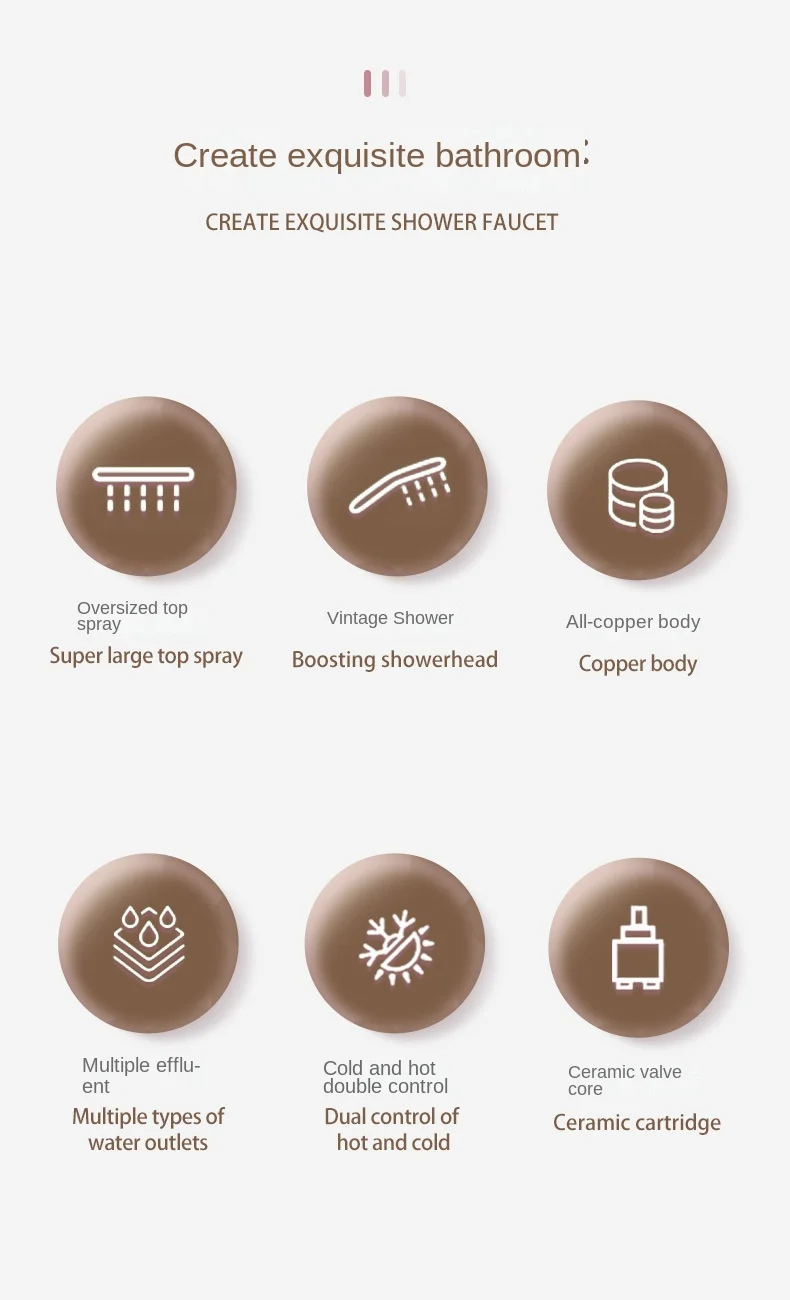 Luxury French Retro Style Single European Liveable Shower Golden Brass ...