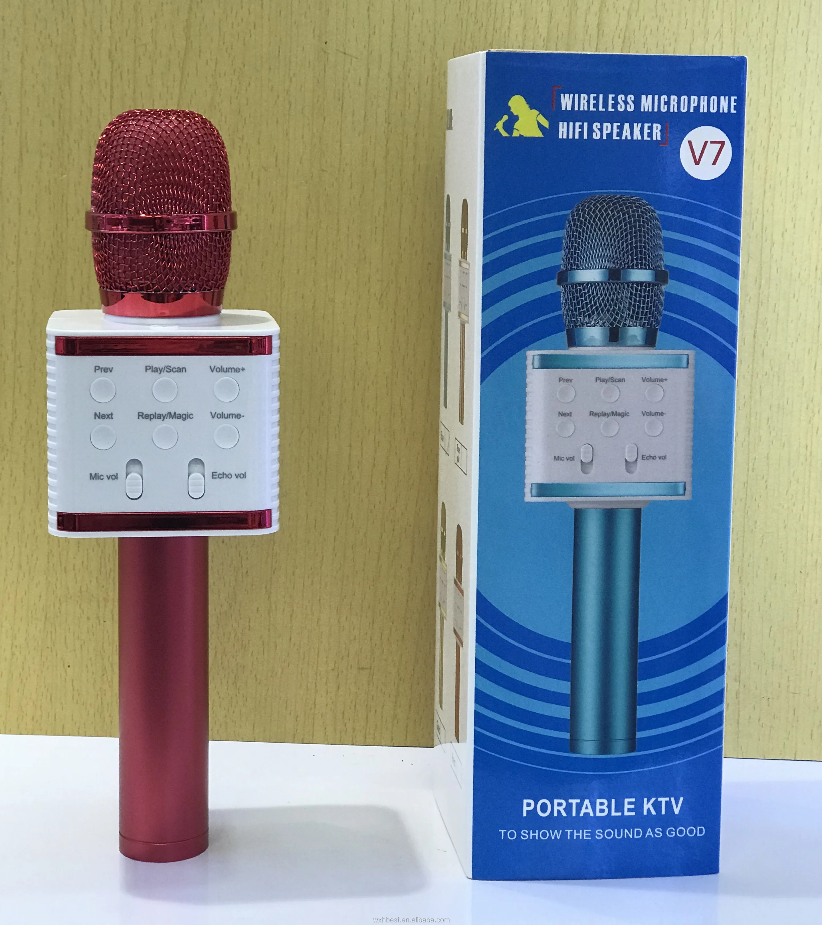 Hot Selling Ktv V7 Wireless Microphone Handheld Mic Speaker Usb ...