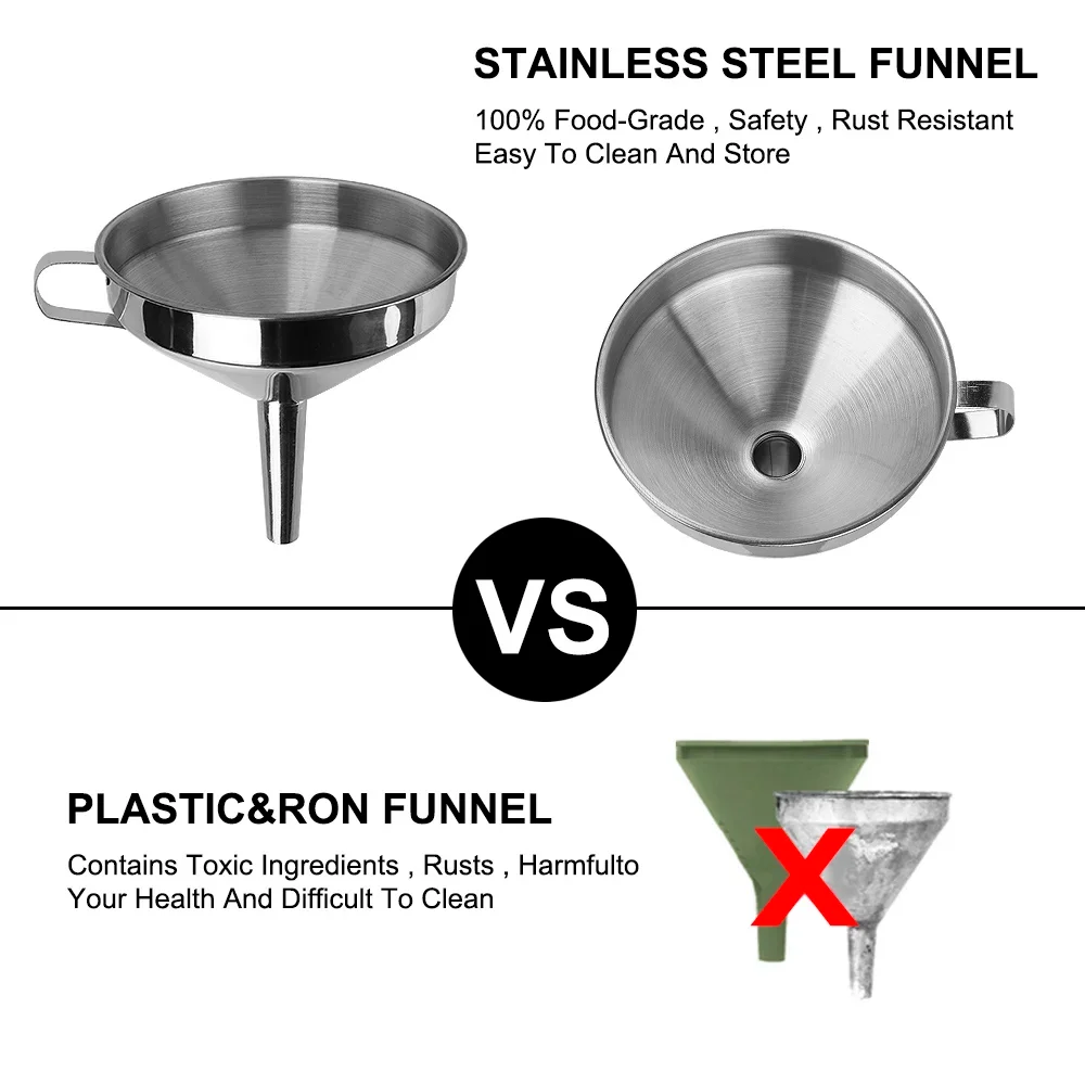 Big Stainless Steel Funnel Kitchen Oil Liquid Metal Funnel with ...