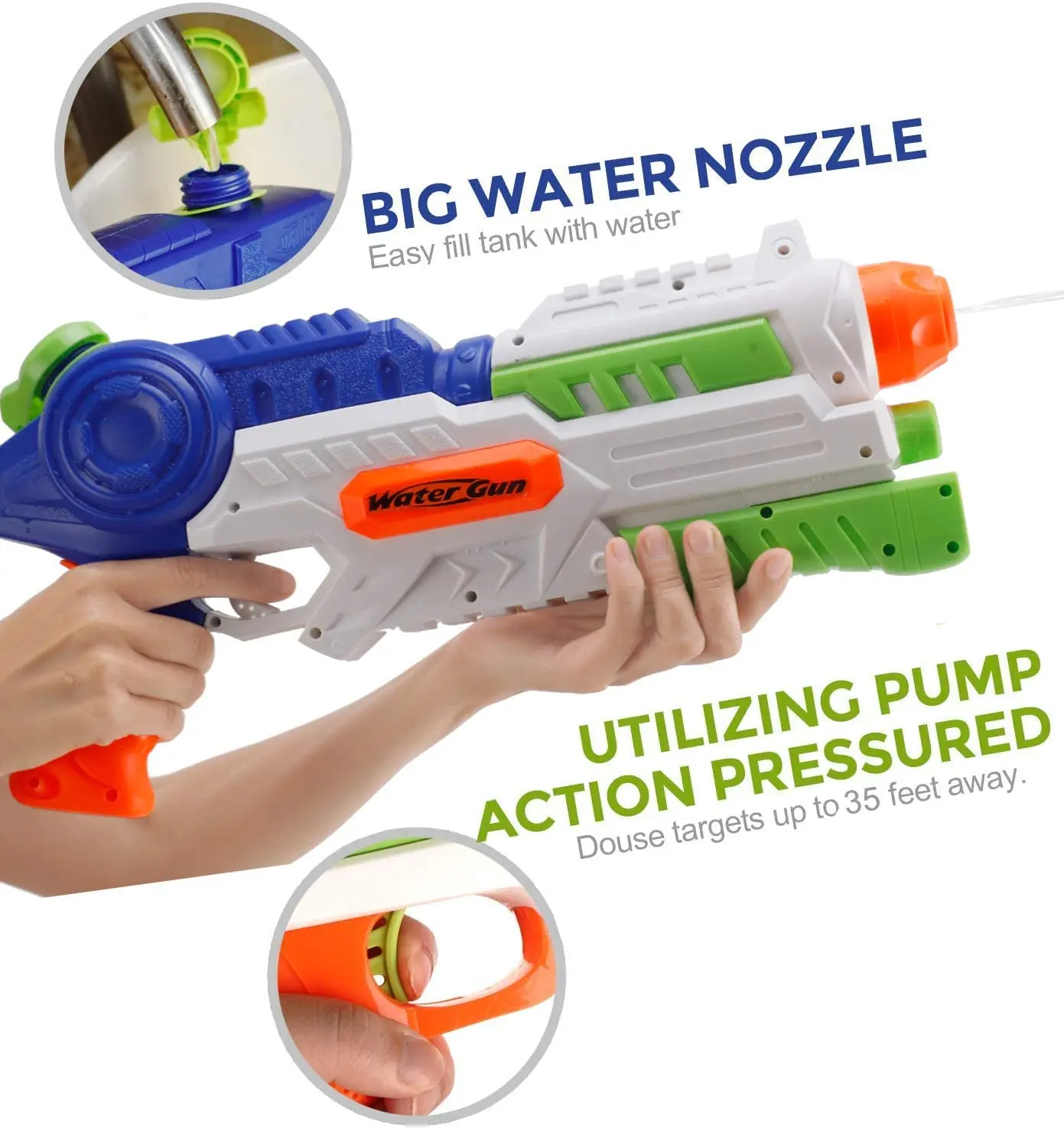 2 Pack 1200ML Unisex Super Soaker Water Guns for Summer Fun