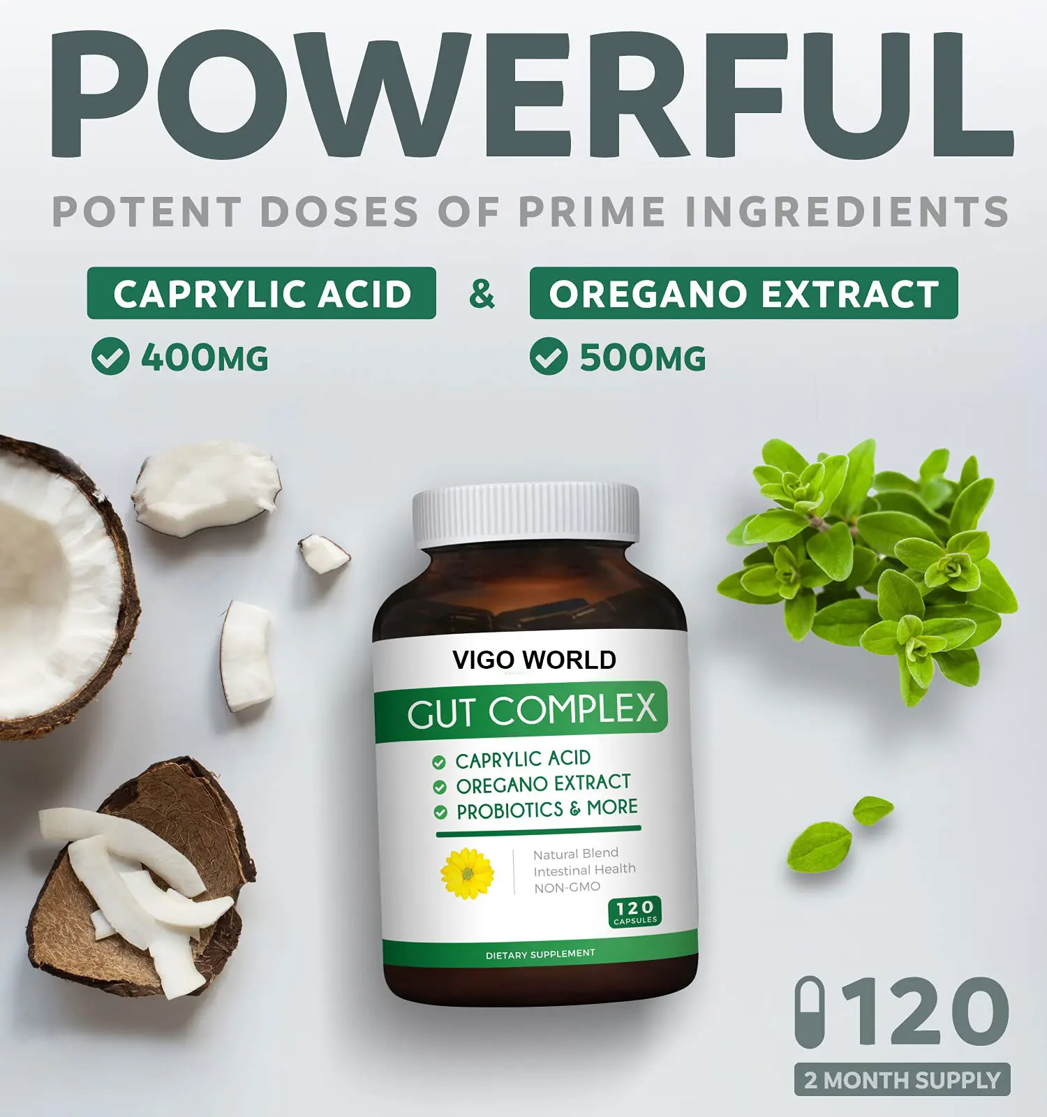 Gut Complex with Caprylic Acid & Oregano Oil & Probiotics