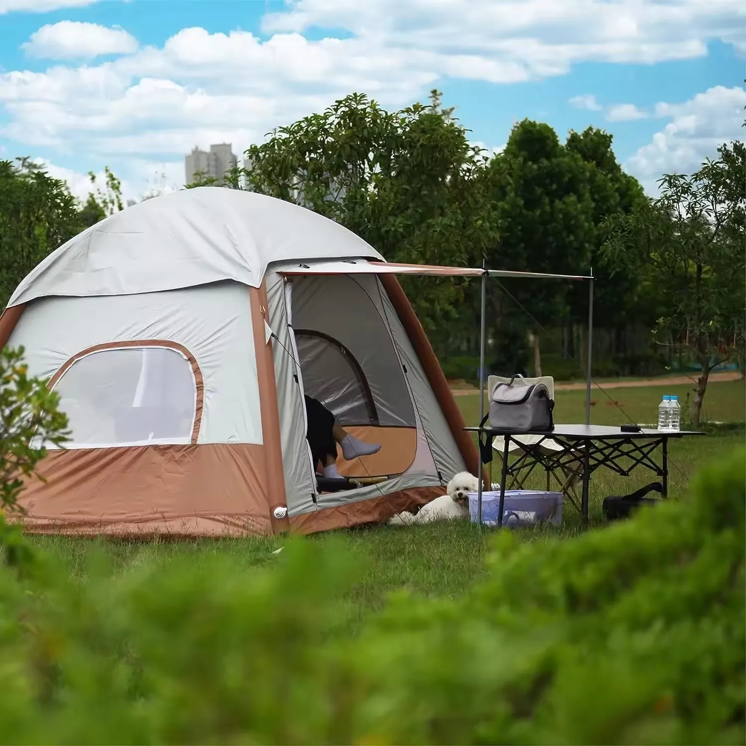 4 Season Glamping Inflatable Camping Tent With 2-4 Persons Waterproof ...