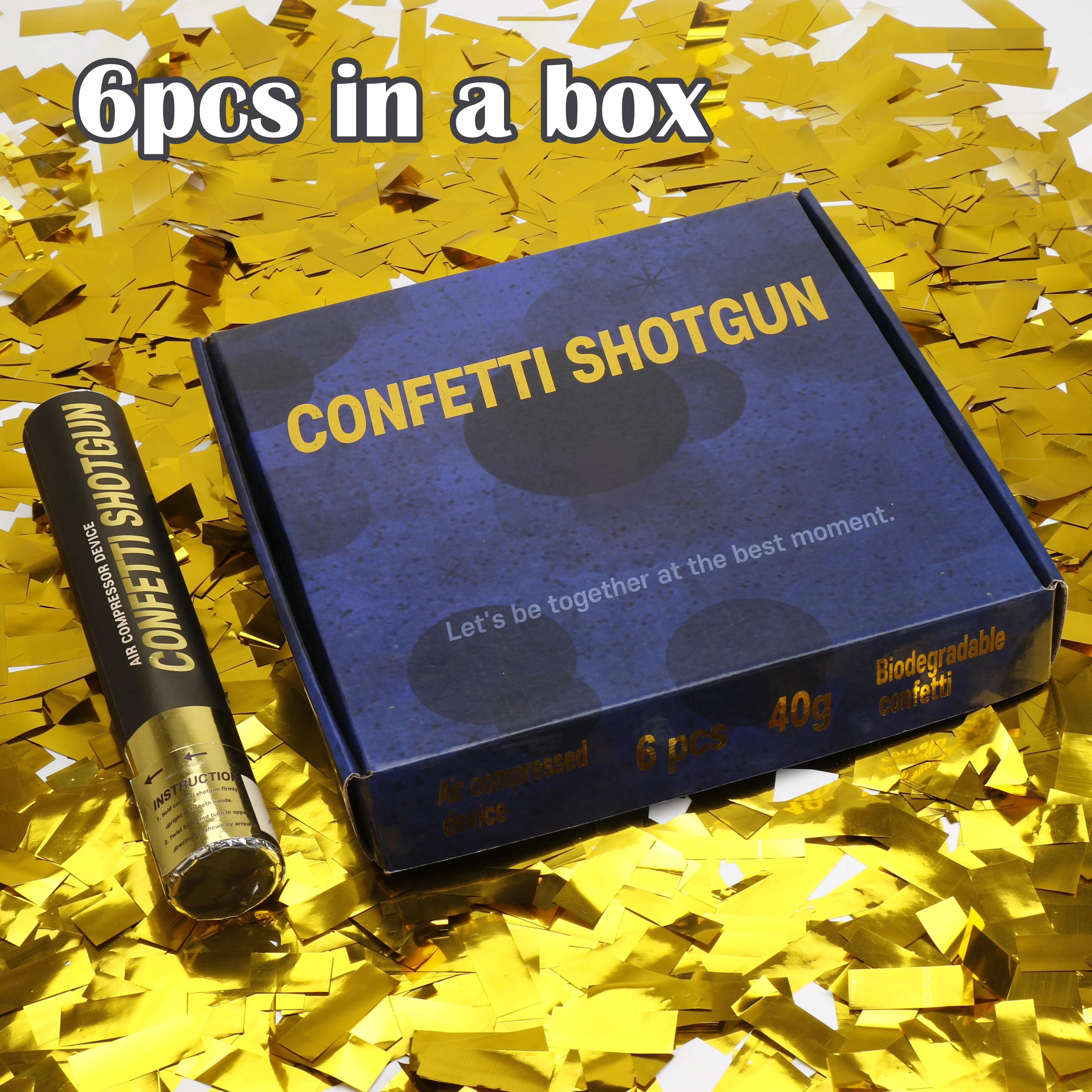 Customizable Gold Confetti Cannon Shooter Compressed Air Handheld ...