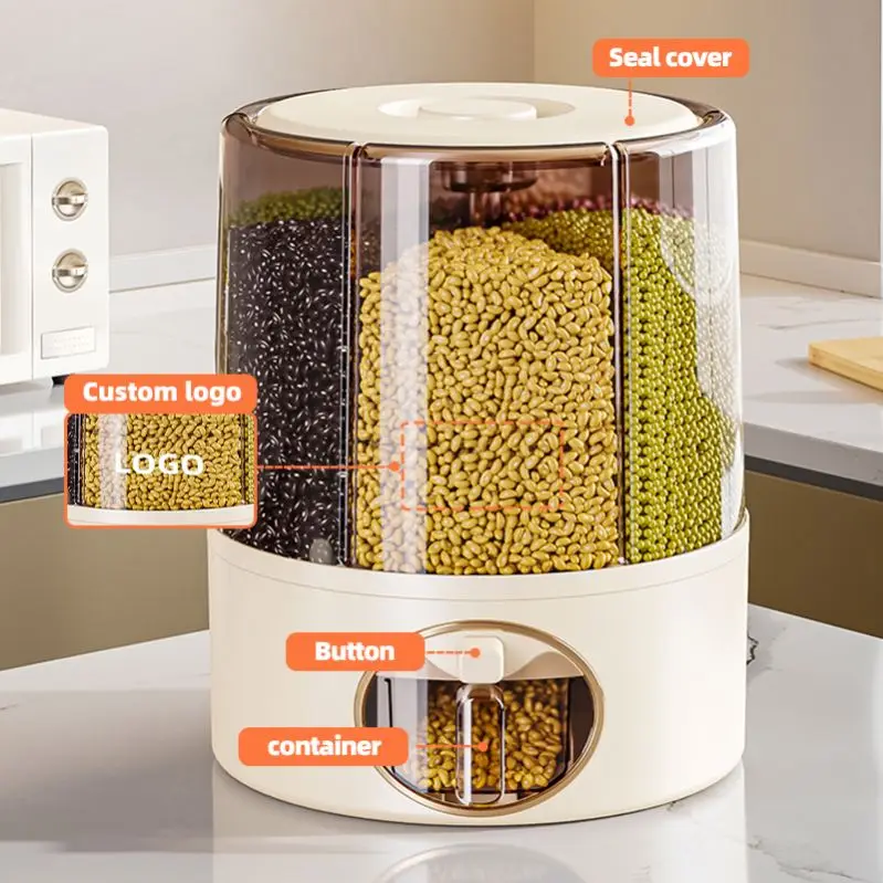 Hot Sale Compartments Transparent Plastic Rice Storage Sealed Moisture ...