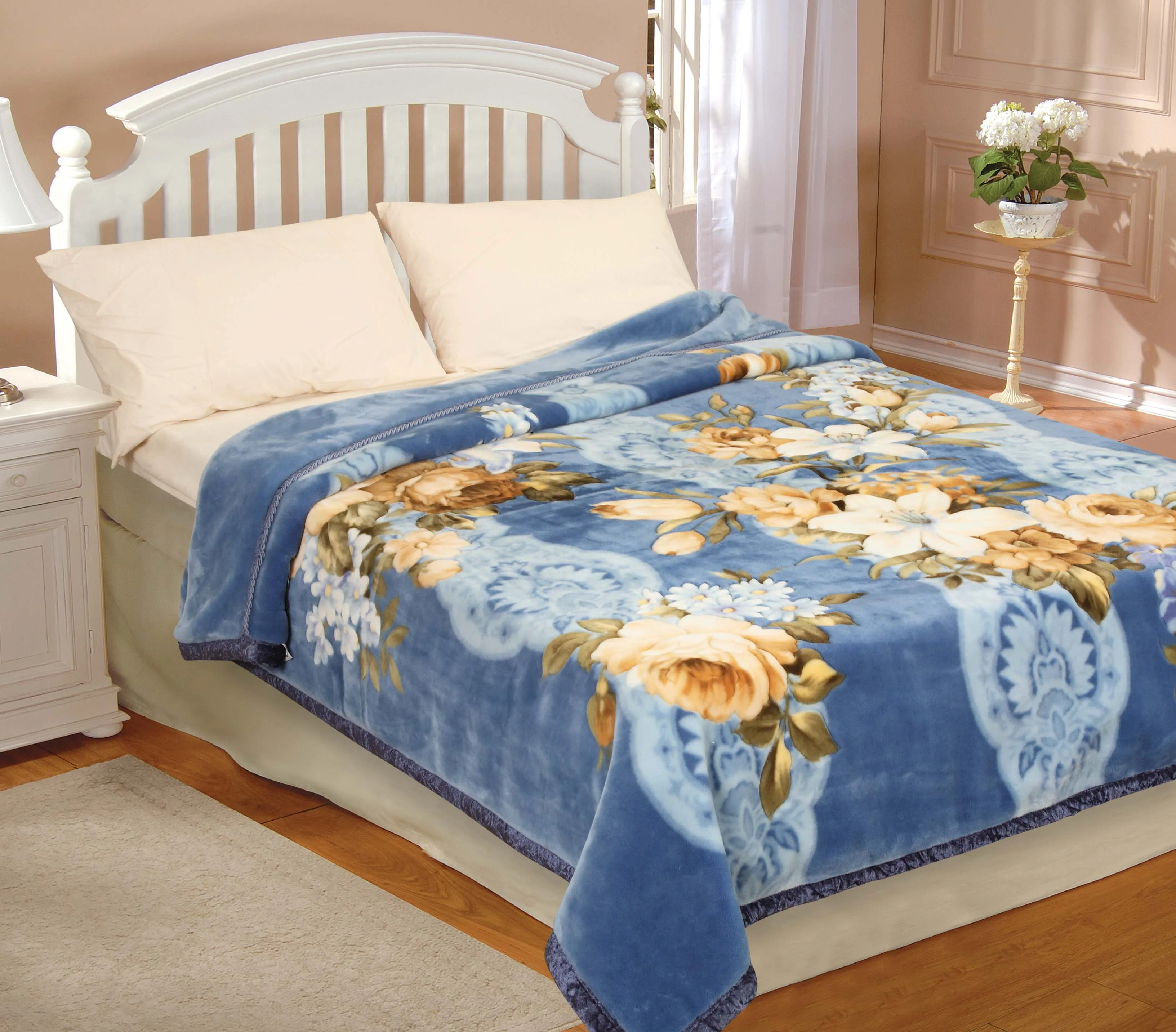 Super Soft Luxury 100% Polyester Embossed 220x240 Mink 2ply Raschel ...